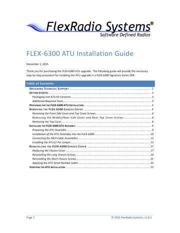 Installation of the ATU Assembly into the FLEX. FlexRadio Systems FLEX ...