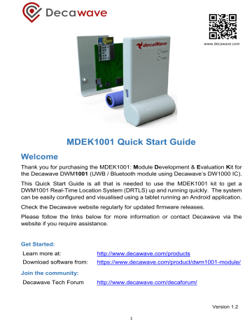 decaWave MDEK1001 Quick Start Manual | Manualzz