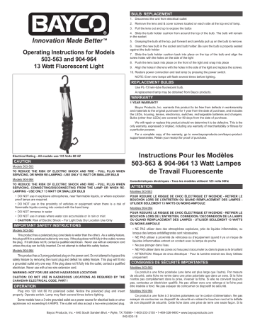 Bayco CT-964 Operating Instructions | Manualzz