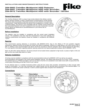 Fike 204-0003 Twinflex Multipoint ASD Installation And Maintenance ...