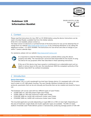 Enraf Nonius Endolaser 120 Information Booklet | Manualzz