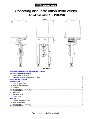 ARI-Armaturen ARI-PREMIO 5 kN Operating And Installation Instructions ...