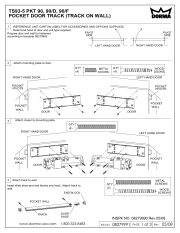 Dorma TS93-5 PKT 90 Installation Instructions | Manualzz