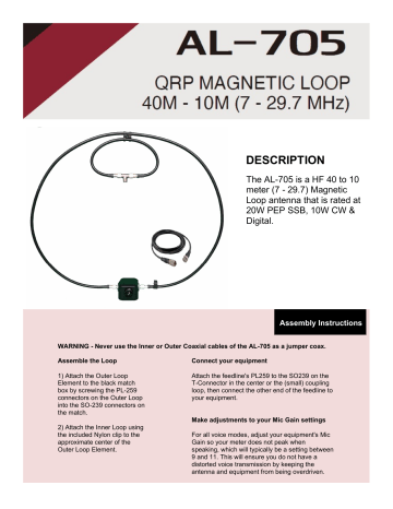 Alpha Antenna AL-705 Quick Start Manual | Manualzz