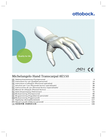 Ottobock Michelangelo Hand Transcarpal 8E550 Instrucciones De Uso ...