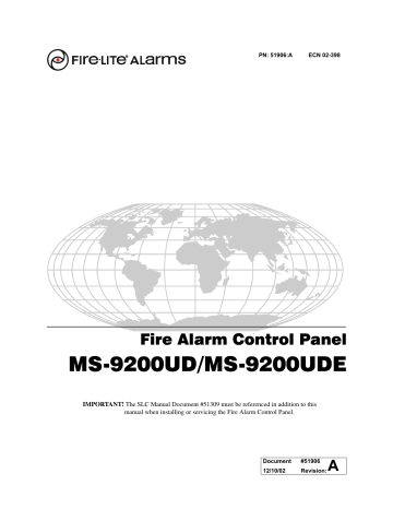 Fire-Lite MS-9200UD, MS-9200UDE User Manual | Manualzz