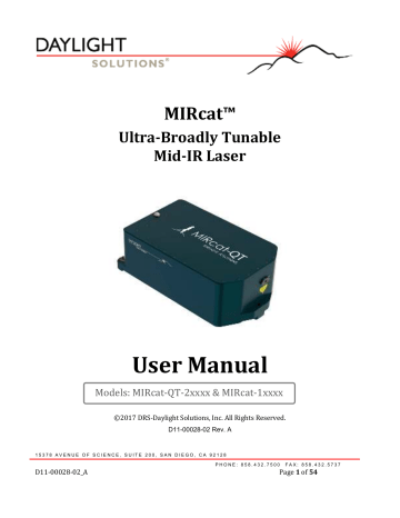 DAYLIGHT SOLUTIONS MIRcat-QT 1 Series User Manual | Manualzz