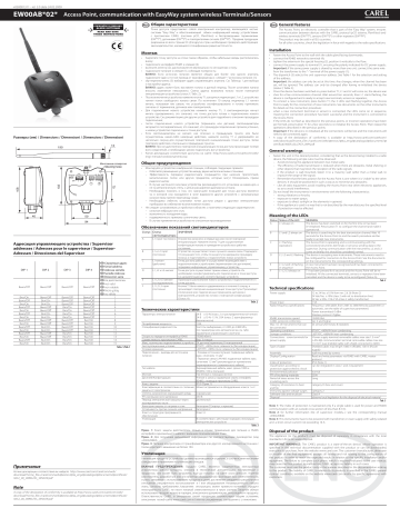 Carel Easy Way EW00AB*02 series Installationsanleitung | Manualzz