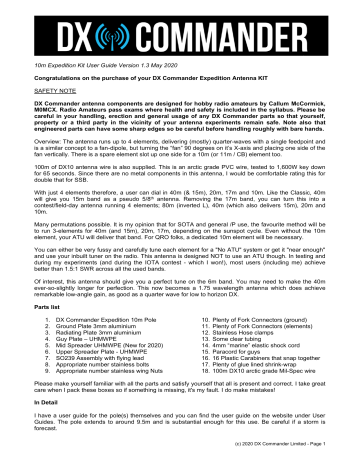 DX Commander Expedition Antenna KIT User Manual | Manualzz