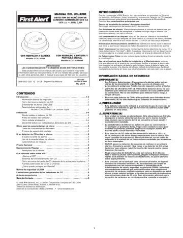 First Alert CO5120PDBN Manual de usuario | Manualzz