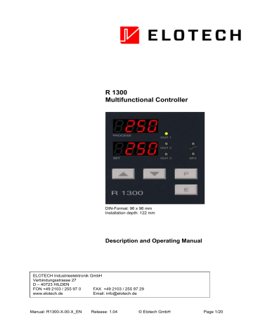 Elotech R 1300 Description And Operating Manual | Manualzz