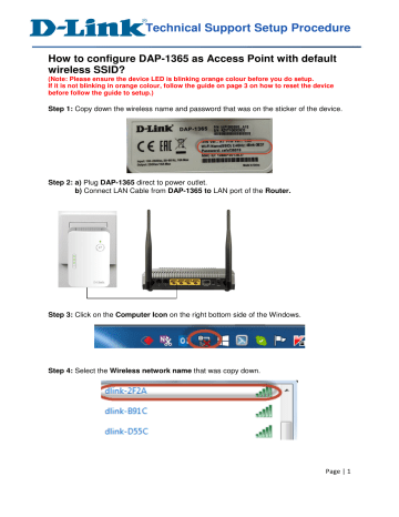D-Link DAP-1365, DAP-1860 Setup Procedure | Manualzz