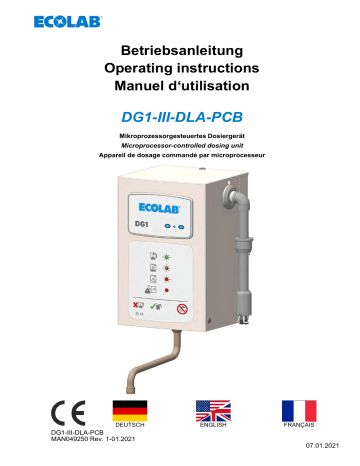 Ecolab DG1-III-DLA-PCB Operating Instructions Manual | Manualzz