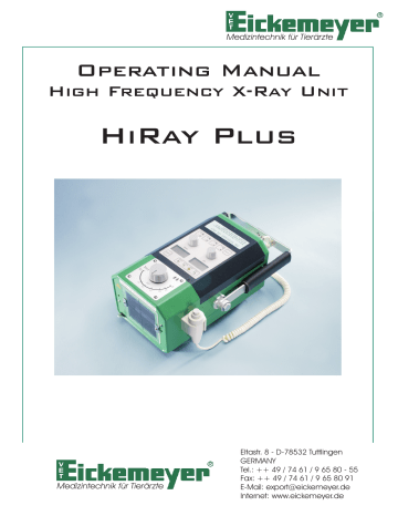 Eickemeyer HiRay Plus Operating Manual | Manualzz