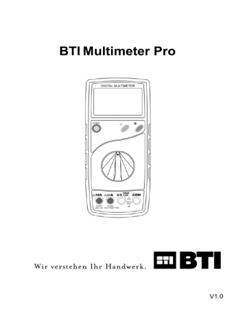 BTI 9078232, Multimeter Pro Operating Instructions Manual | Manualzz