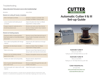 Cutter Industries Automatic Cutter II Setup Manual | Manualzz