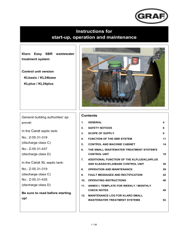 Graf Klaro Easy SBR Instructions For Start-Up, Operation And ...