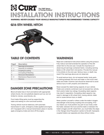 Curt Group Q16 Installation Instructions Manual | Manualzz
