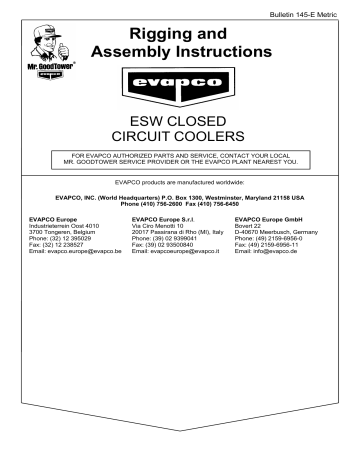EVAPCO ESW Series Rigging And Assembly Instructions | Manualzz