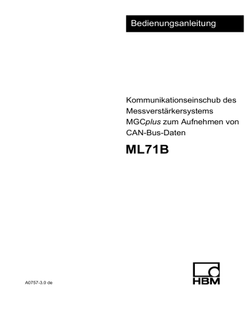HBM MGCplus ML71B Bedienungsanleitung | Manualzz