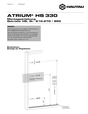 Hautau ATRIUM HS 330 Montageanleitung | Manualzz