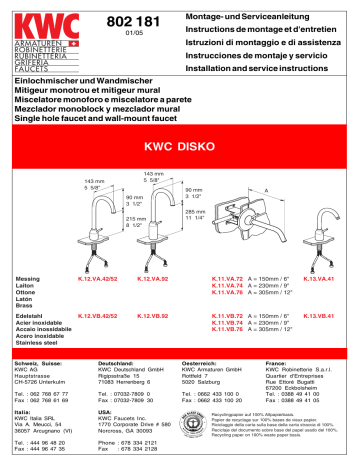 KWC DISKO Instrucciones De Montaje | Manualzz
