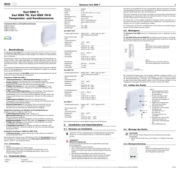 Elsner Vari KNX T series Technische Daten Und Installationshinweise | Manualzz
