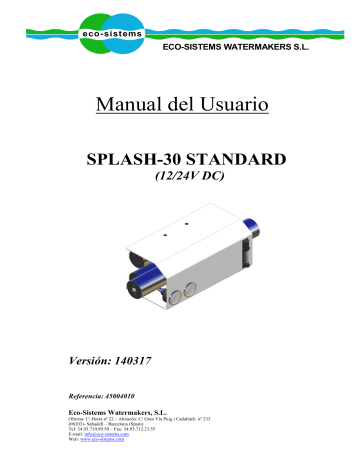 ECO SISTEMS SPLASH-30 STANDARD Manual de usuario | Manualzz