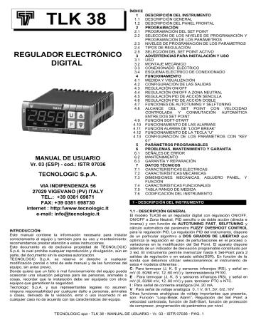 Ascon tecnologic TLK 38 Manual de usuario | Manualzz