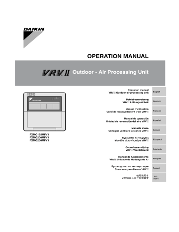 Daikin VRV II FXMQ200MFV1 Instrucciones de operación | Manualzz
