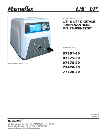 Masterflex I/P 07551-40, L/S 77420-30 Bedienungsanleitung | Manualzz