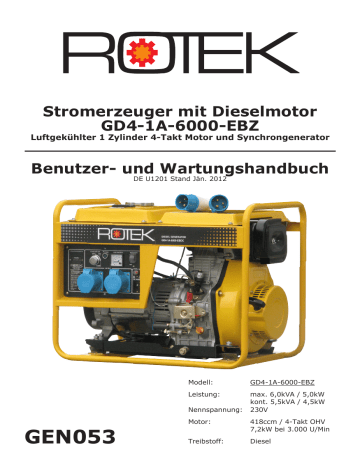 Rotek GD4-1A-6000-EBZ, GEN053 Benutzer- Und Wartungshandbuch | Manualzz