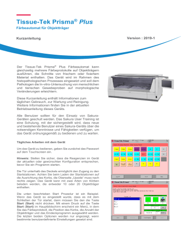 Sakura Tissue-Tek Prisma Plus Kurzanleitung | Manualzz