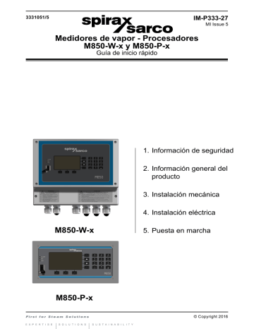 Spirax Sarco M850-W Serie Guía de inicio rápido | Manualzz