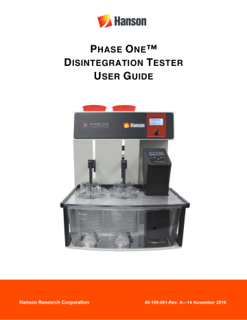 Hanson 40-101-001 User Manual - Disintegration Testing | Manualzz