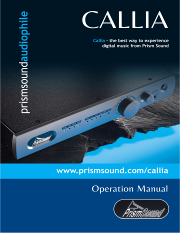 Prism Sound CALLIA Operation Manual | Manualzz