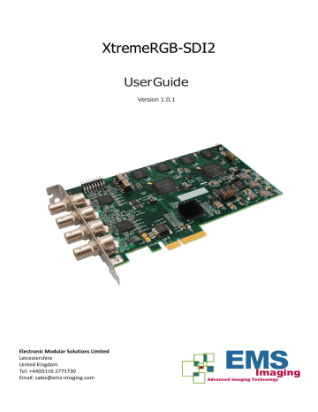 EMS Imaging XtremeRGB-SDI2 User Manual | Manualzz