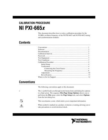 National Instruments NI PXI-6653 Calibration Procedure | Manualzz