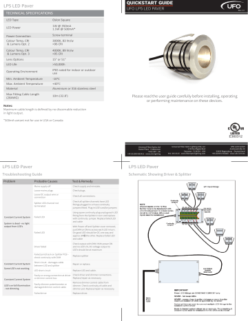 UFO LP5 LED Paver Quick Start Manual | Manualzz