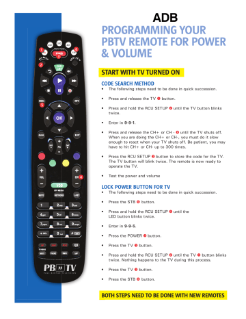 PB ADB Quick Start Manual - Remote Control Instructions | Manualzz
