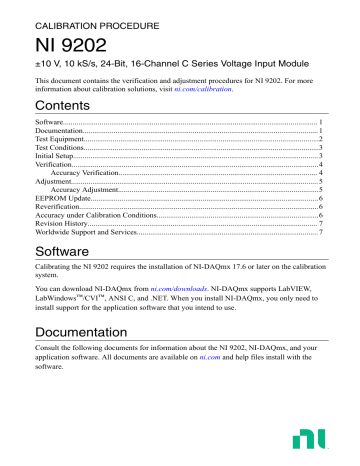 NI 9202 Calibration Procedure - C Series Manual | Manualzz