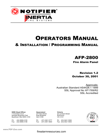 Notifier AFP-2800 Operator's Manual | Manualzz