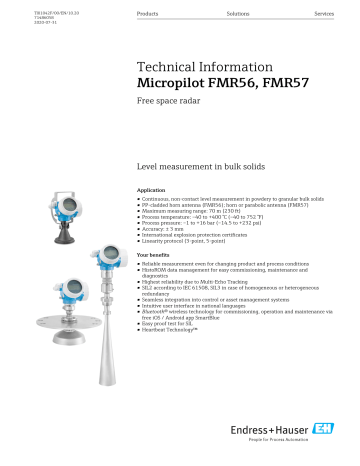 Endress+Hauser Micropilot FMR56 Technical Information | Manualzz