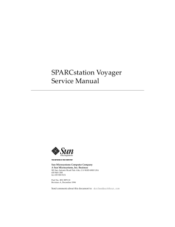 Sun Microsystems SPARCstation Voyager Service Manual | Manualzz