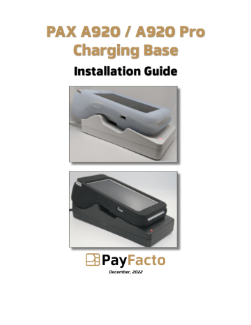 PAX A920 Installation Manual - PayFacto | Manualzz