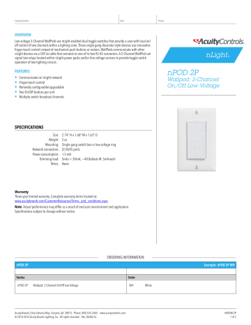 Acuity Controls nLight nPOD 2P Installation Manual | Manualzz