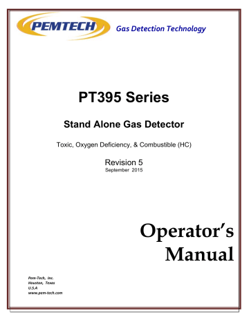 PEMTECH PT295 Series, PT395 Series Operator's Manual | Manualzz