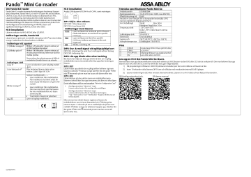 Assa Abloy Pando Mini Go Quick Start Manual - Access Control Reader ...
