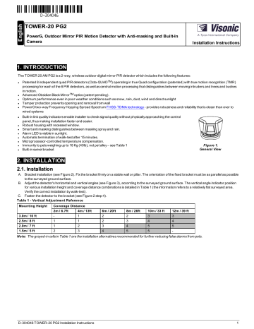 Visonic TOWER-20 PG2 Installation Instructions Manual | Manualzz
