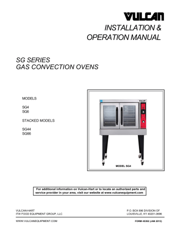 Vulcan-Hart SG Series Installation & Operation Manual | Manualzz